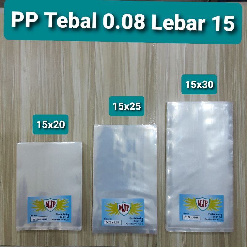 Jual Plastik PP Bening MJP Tebal 0.08 Lebar 15 Cm Uk.15x20 15x22 15x25 15x30 15x35 15x40 ...