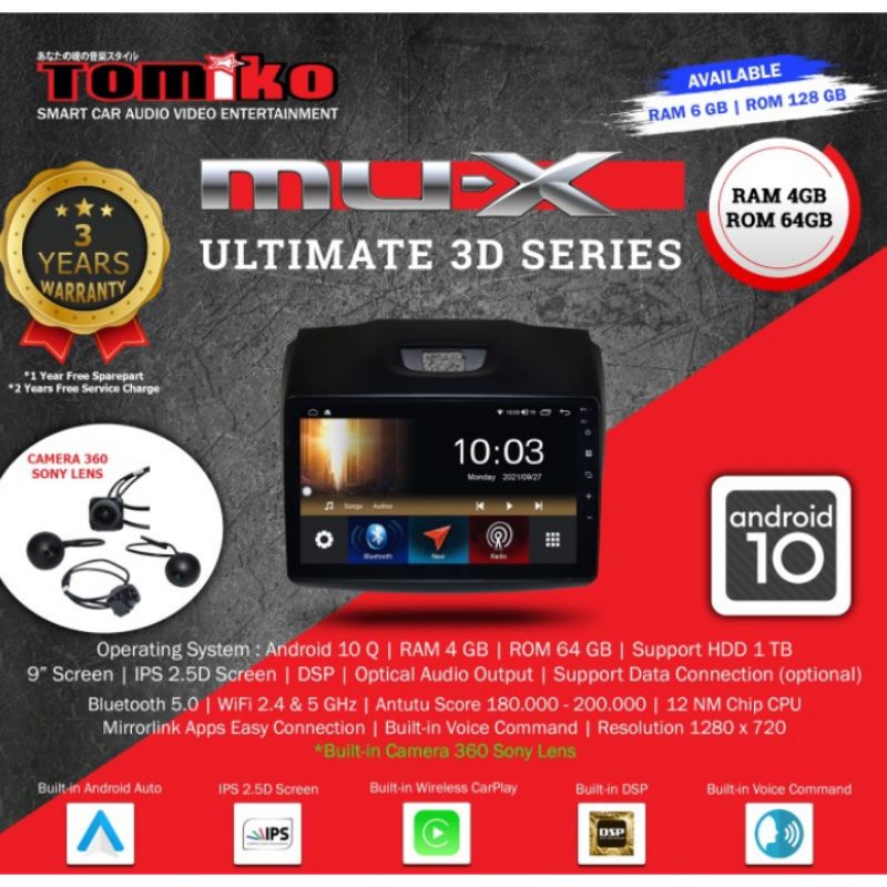 Jual Headunit Android Tomiko Ultimate 3D 360 Series OEM Isuzu MUX MU-X | Shopee Indonesia