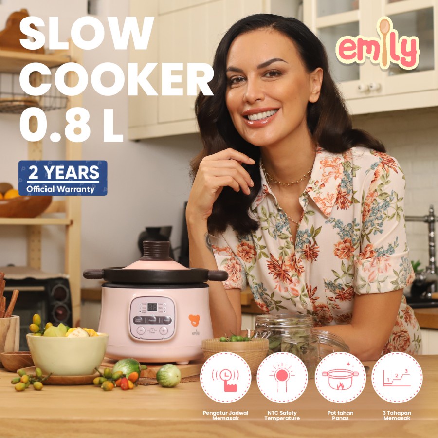 Jual Emily Slow Cooker 0,8L Claypot Slowcooker MPASI bayi | Shopee ...