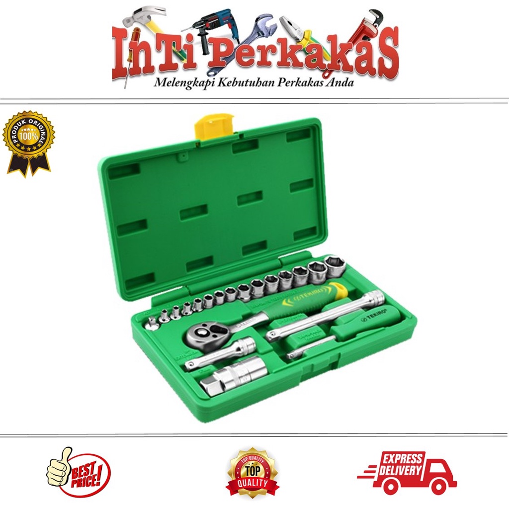 Jual Kunci Socket Set 1/4 - 3/8 6 PT Toolkit set 21 pcs Tekiro Box ...