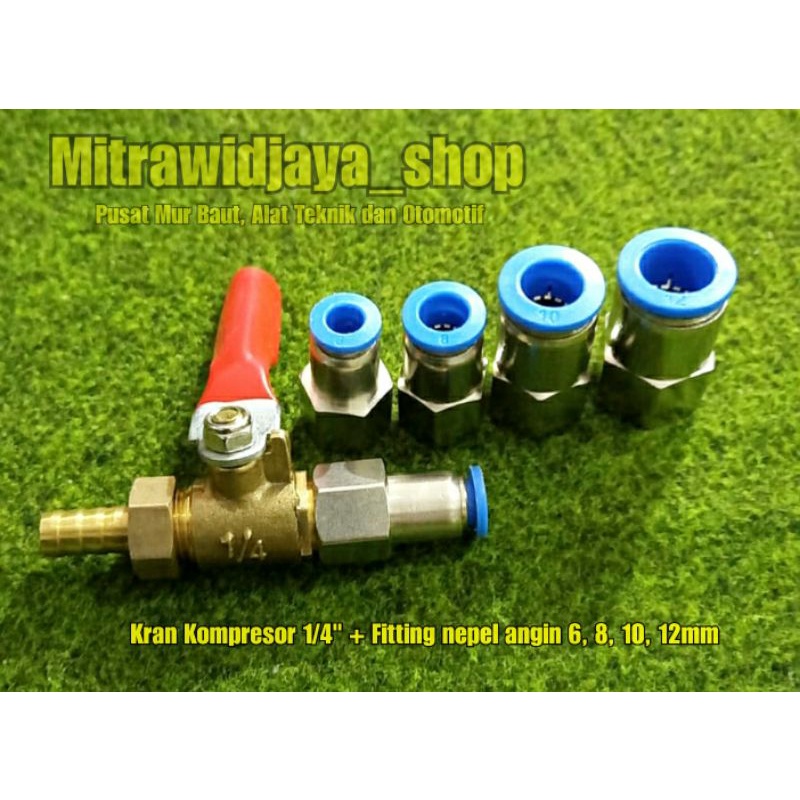 Jual Kran angin kompresor 1/4" inc 1/4 in ball valve kran keran buka tutup angin kuningan dengan ...