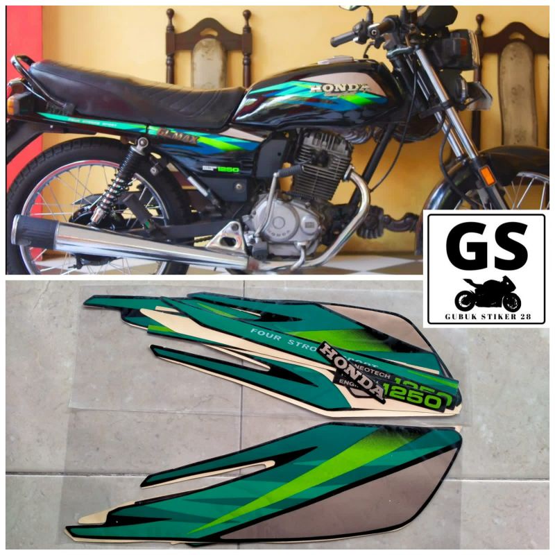 Jual STRIPING STIKER LIS BODY MOTOR HONDA GL MAX TAHUN 1997 HITAM HIJAU ...