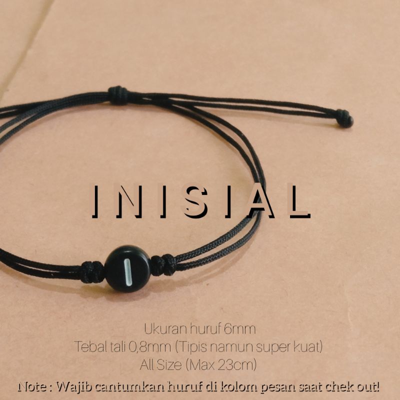 Jual Gelang Tali Tipis Huruf Inisial Gelang Tali Giok Cina hitam model ...
