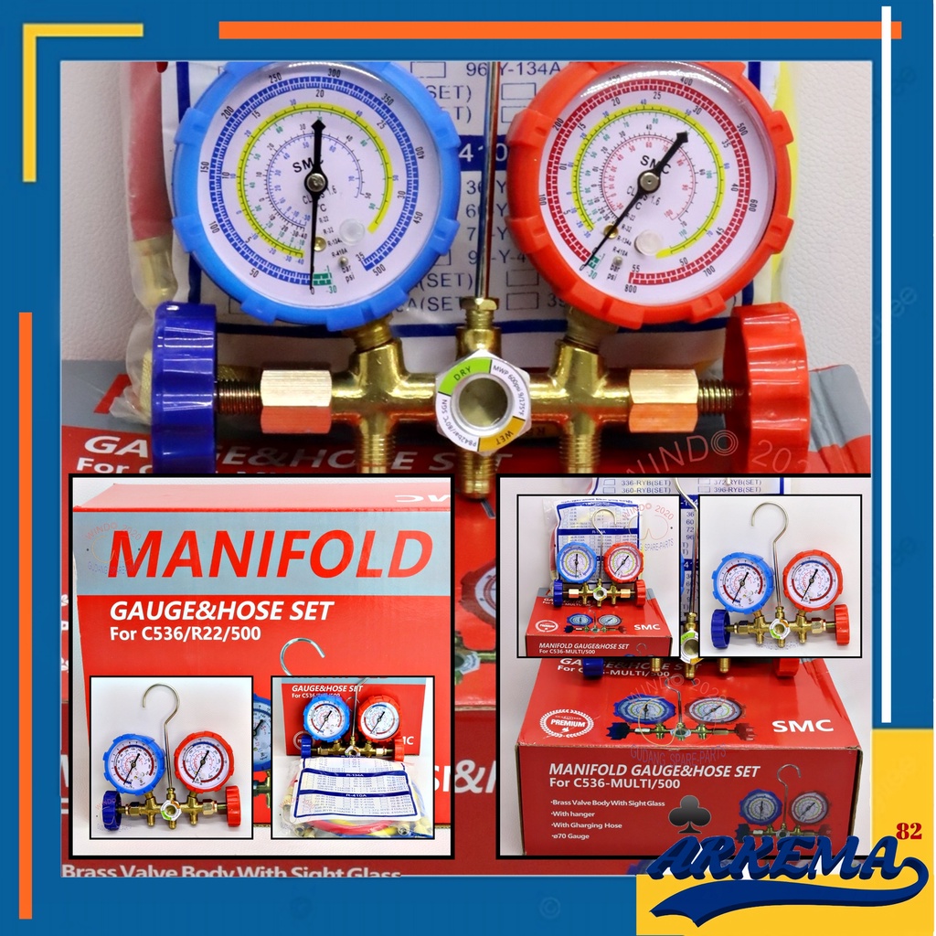 Jual MANIFOLD DOUBLE SMC SET MULTI PREMIUM | MANIFOLD SET R410 R32 R22 R134 R404 R407 | ANALIZER ...