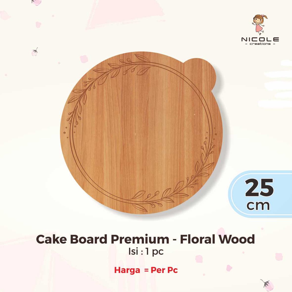 Jual Cake Board/Tatakan Kue/Alas Kue/Bottom Cake Premium Floral Wood 25 ...