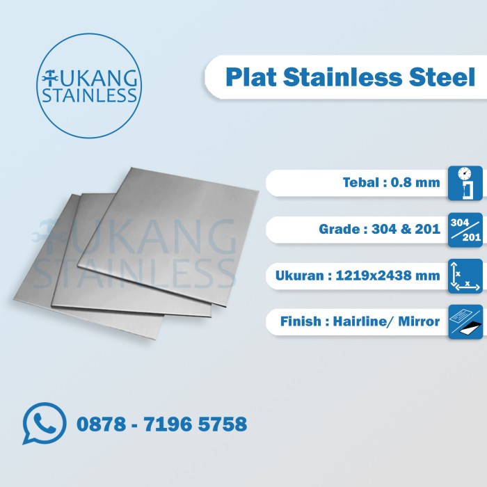 Jual Plat Stainless Steel 0.8 mm | Plat Stainless Lembaran 0,8 mm - 201 ...