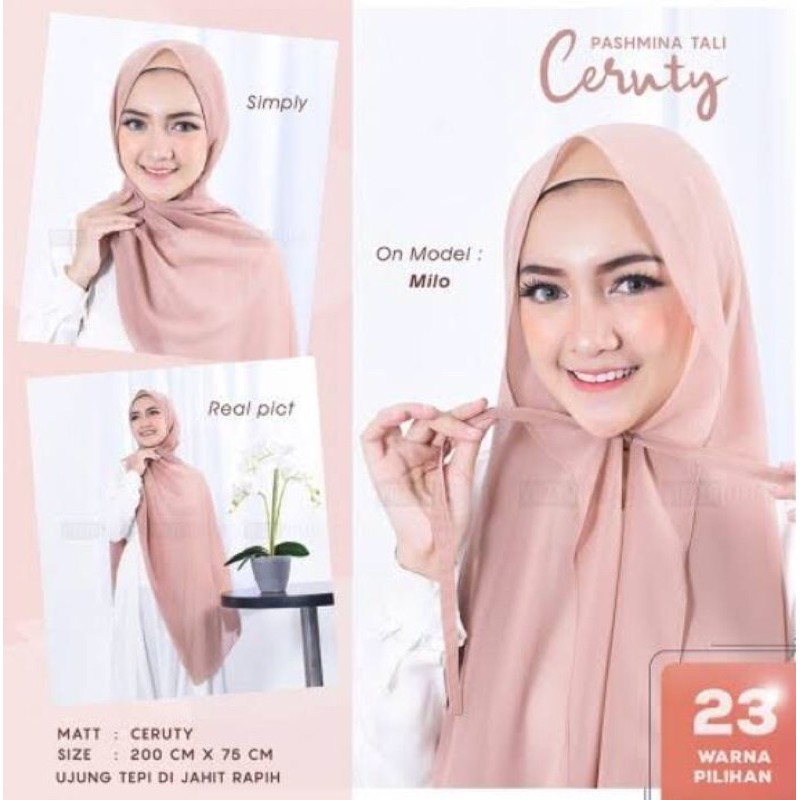 Jual Azara - Hijab Pashmina Tali Jilbab Wanita Muslimah Polos Ceruty Babydoll Premium Murah ...