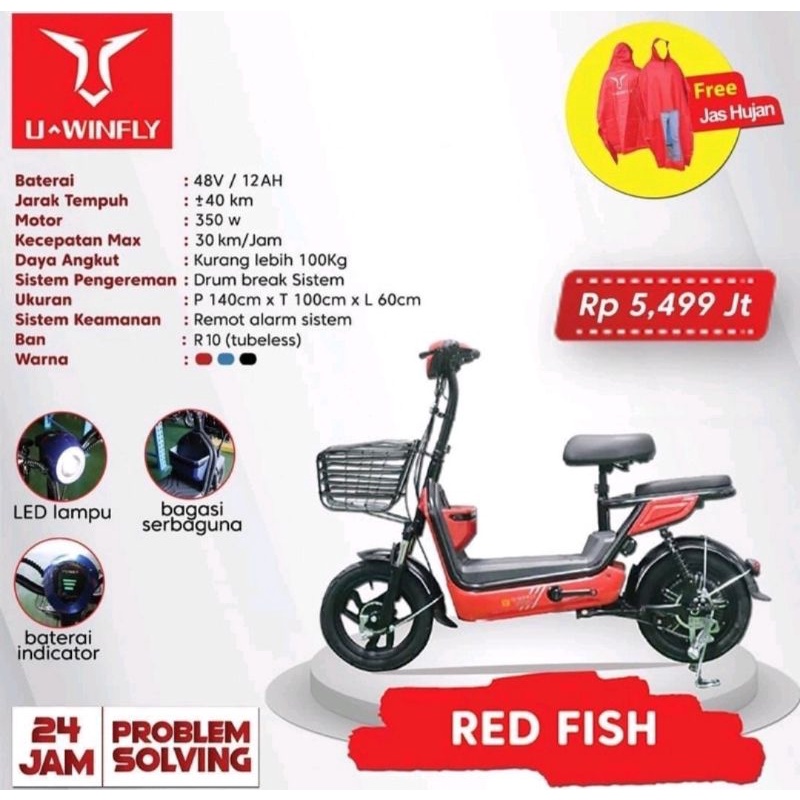 Jual SEPEDA LISTRIK UWINFLY REDFISH | Shopee Indonesia