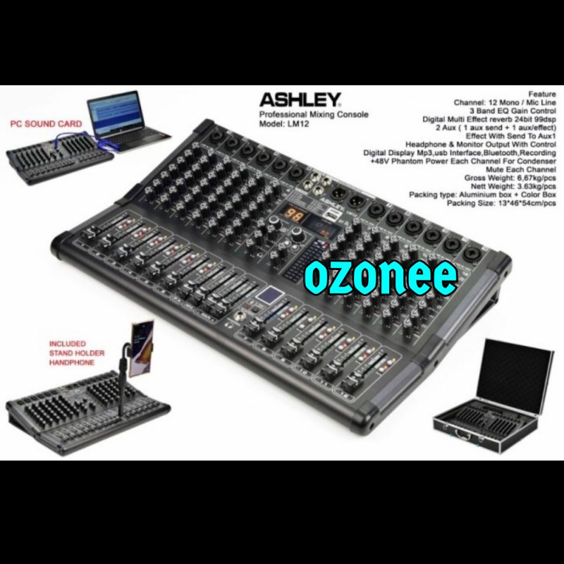 Jual MIXER AUDIO ASHLEY LM12 ORIGINAL 12 CHANNEL USB BLUETOOTH SOUND ...