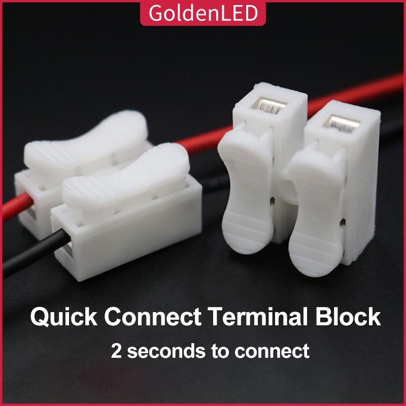 Jual Golden LED Quick Connect Terminal Block Cable / 2 Wire Connector Spring Terminal Sambungan ...