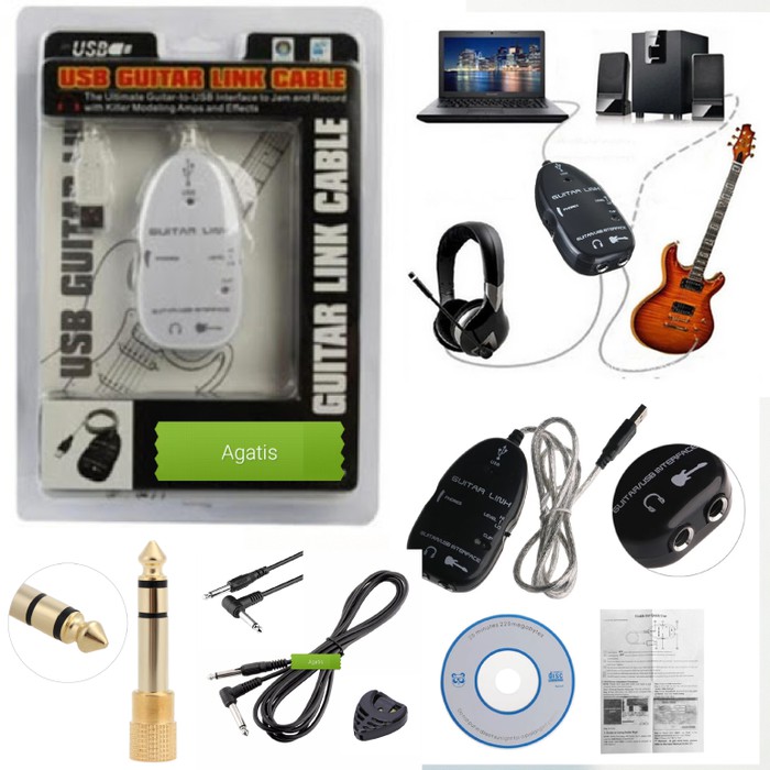 Jual paket lengkap USB guitar link kabel jack converter | Shopee Indonesia