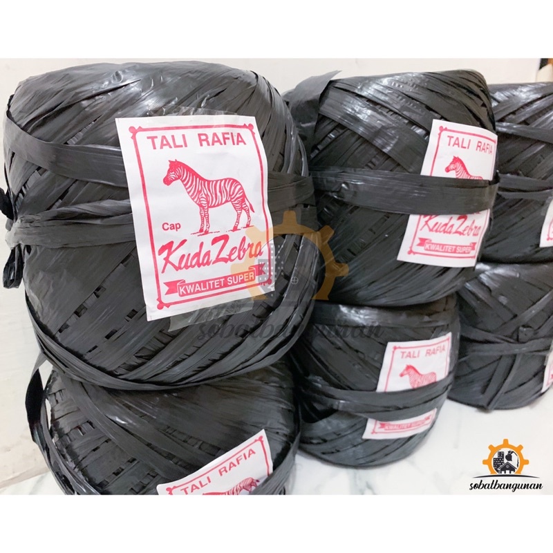 Jual TALI RAFIA 1 KG CAP KUDA ZEBRA / TALI RAFIA HITAM 1 KG TEBAL DAN ...