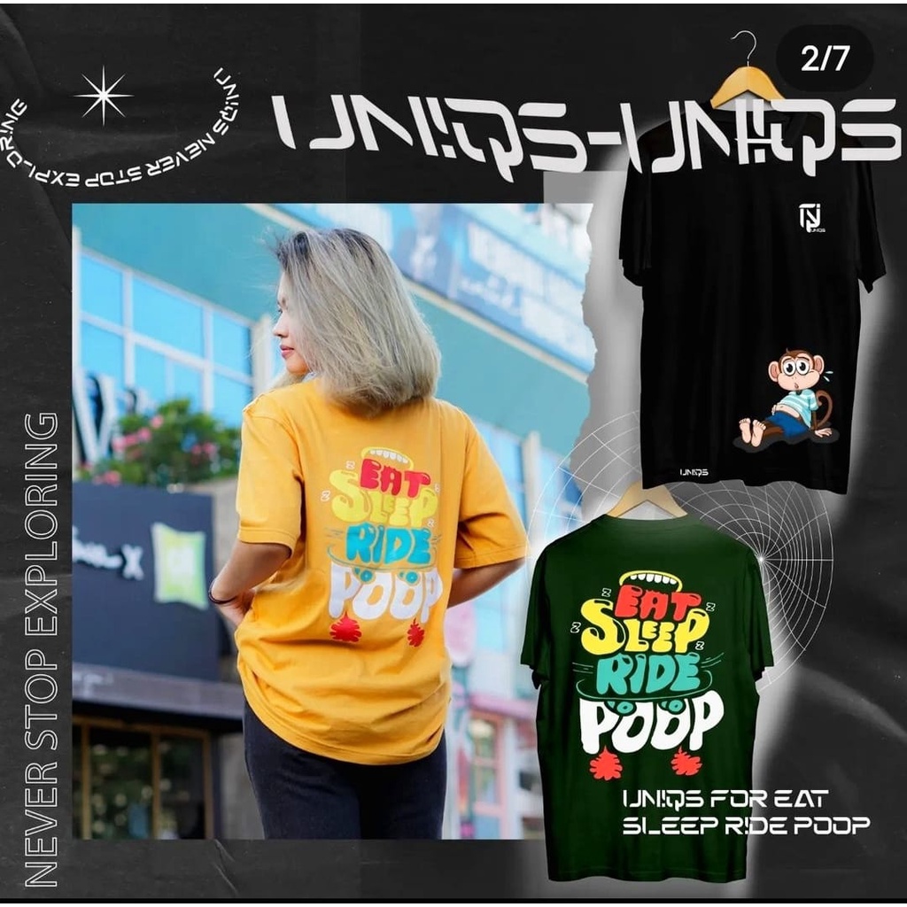 Jual Uniqs Tshirt kaos " Eat Sleep Ride Poop " | Shopee Indonesia