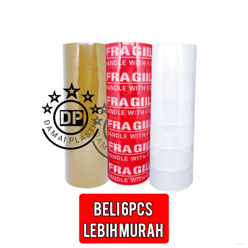 Jual LAKBAN BENING SELOTIP LAKBAN COKLAT FRAGILE 2INCH 45MM 100YRAD ...