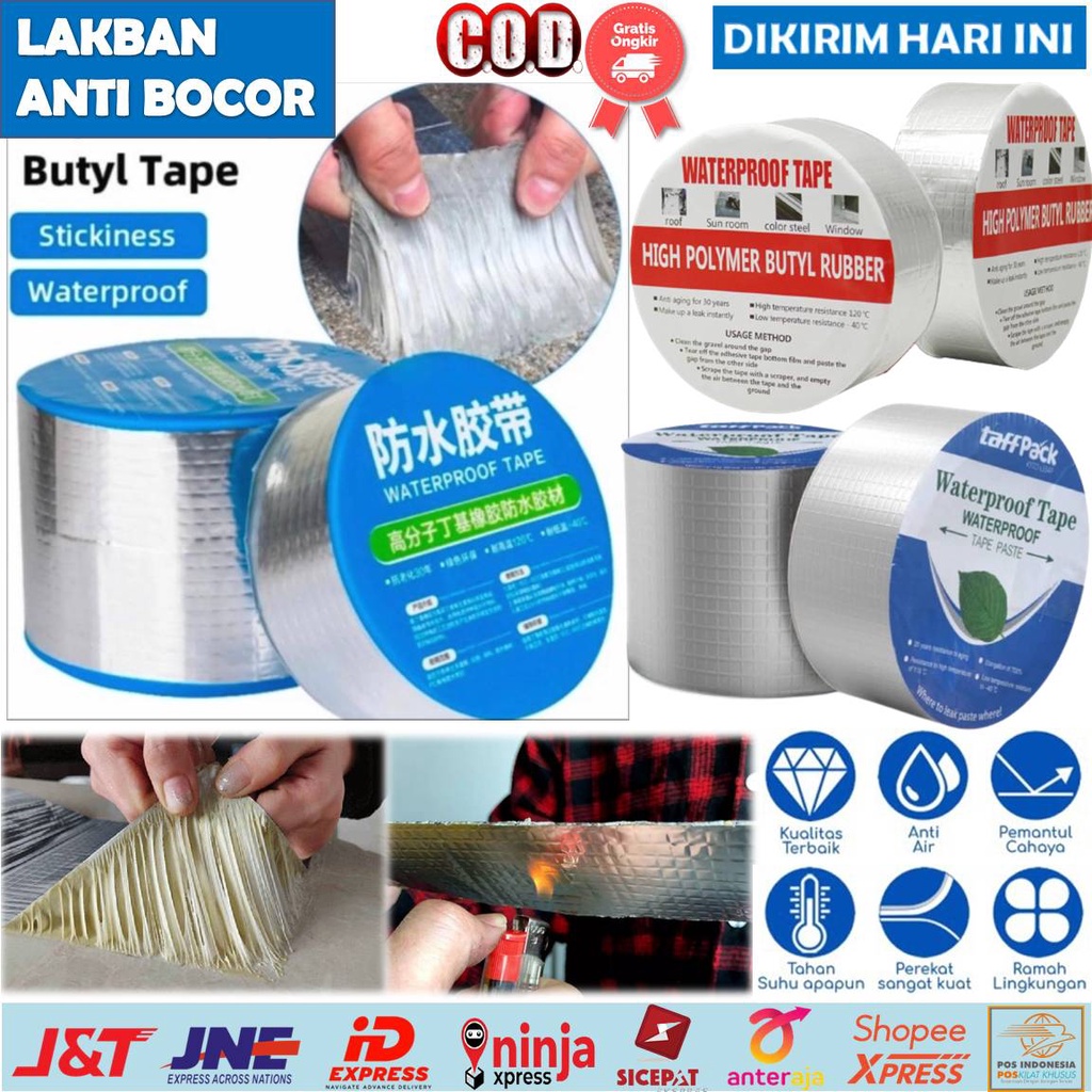 Jual Lakban Anti Bocor Aluminum Foil Perekat Super Tape Waterproof Lebar 5cm x Panjang 5m - Lem ...