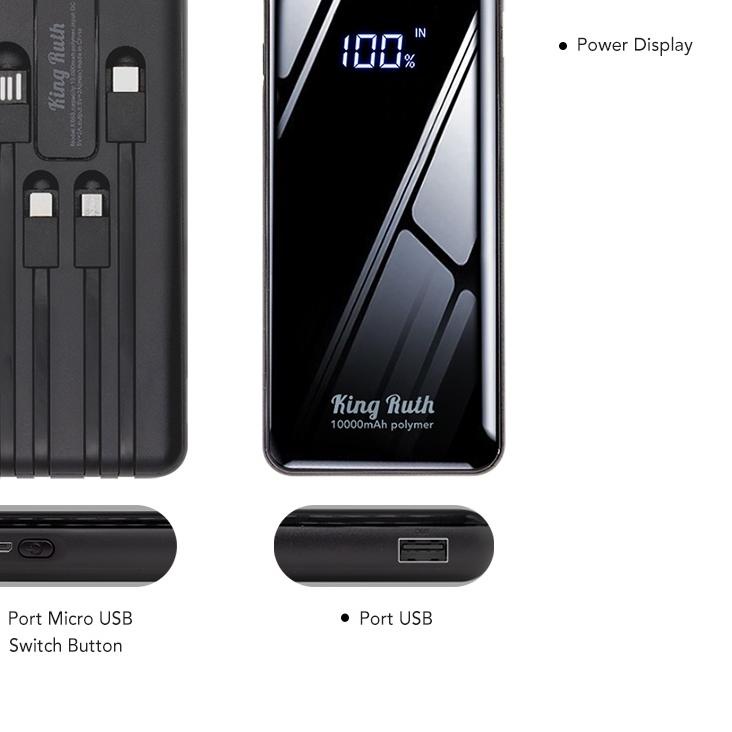 Jual King Ruth K666 Powerbank 10000 mAh Power Bank 2A Built in Cable ...