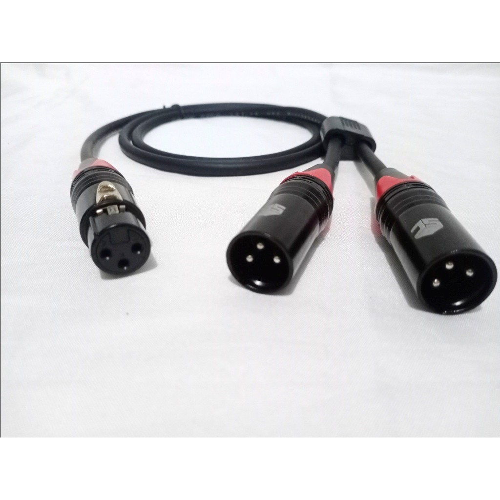 Jual KABEL CANON XLR FEMALE KE XLR MALE 2 CABANG JACK BLACK 27- 30 ...