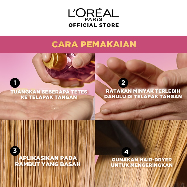 Jual L'Oreal Paris Extraordinary Oil Pink Hair Serum - 100 ml x2 Pcs ...