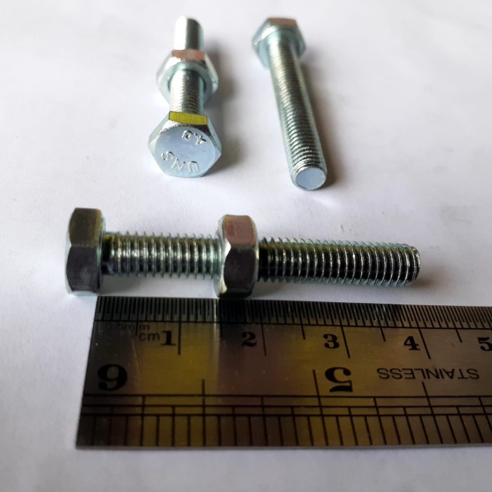 Jual M6X40 (4 CM) BAUT MUR HEXAGON PUTIH FULL DRAT BMP M6 X 40 PANJANG 4 CM DIAMETER BODY 6MM ...