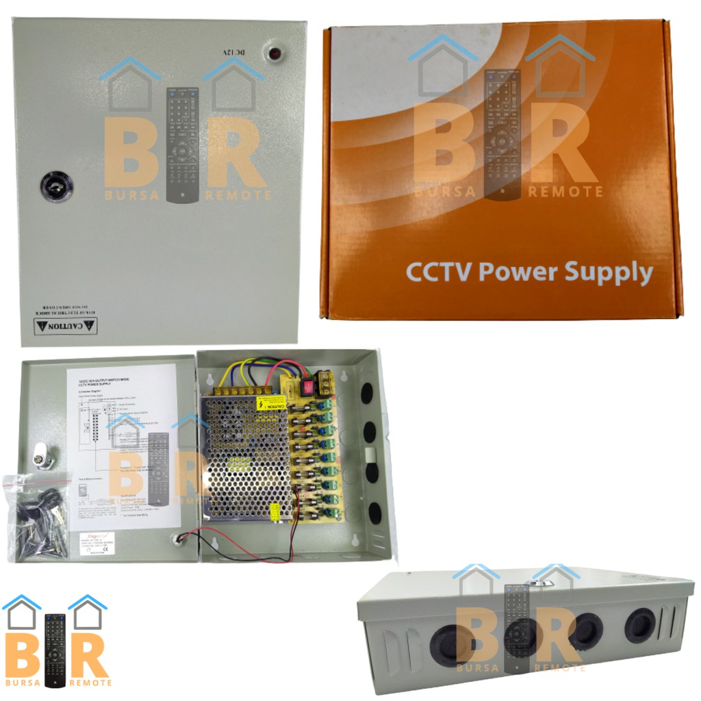 Jual box panel kamera camera cctv power supply 12v 10A 9 channel ...