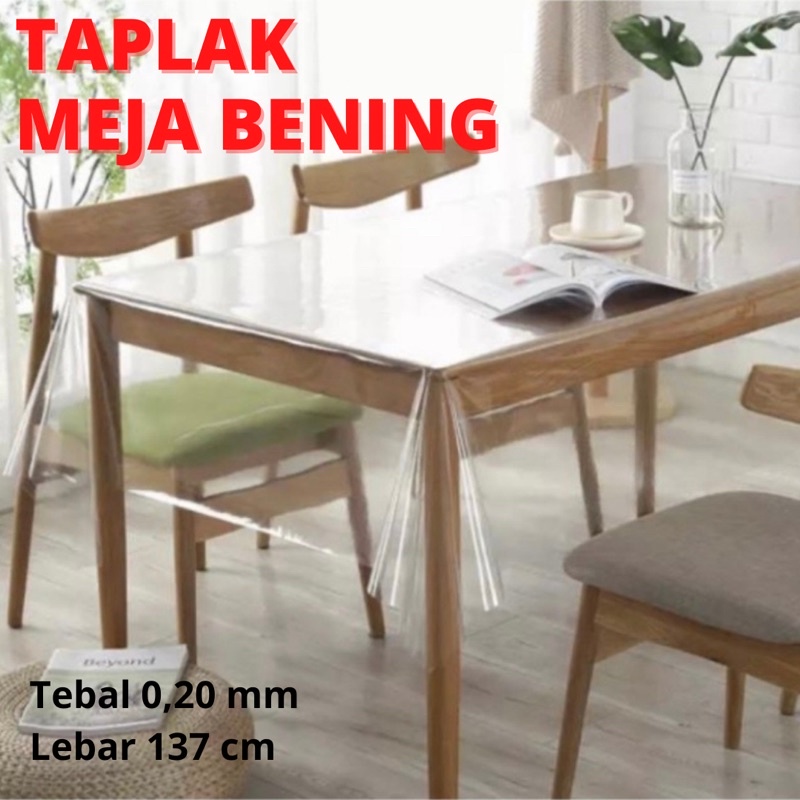 Jual Taplak Meja Bening Meteran Alas Meja Bening Plastik Bening Sampin Bening Plastik Mika lemes ...