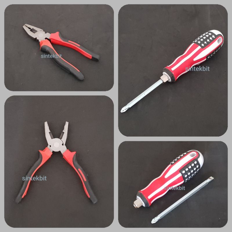 Jual Sepaket Tang kombinasi 6 inch dan obeng bolak balik 8 inch ...