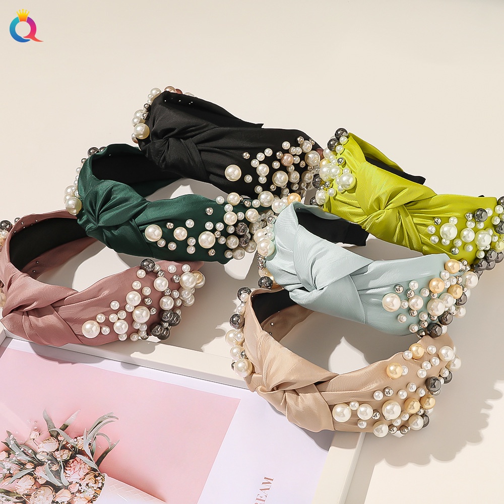 Jual BANDO KOREA LEBAR MOTIF MUTIARA BAHAN KAIN/BIG HEADBAND/KOREAN ...