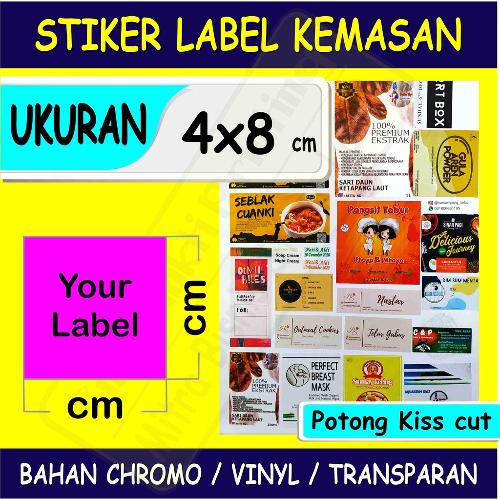 Jual Cetak Label Stiker, 4x8 cm, Chromo / Vinyl / Transparan, Print ...