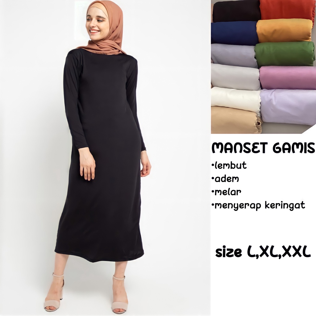 Jual Baju Manset Inner Gamis Basic Polos Lengan Panjang Bahan Spandek ...