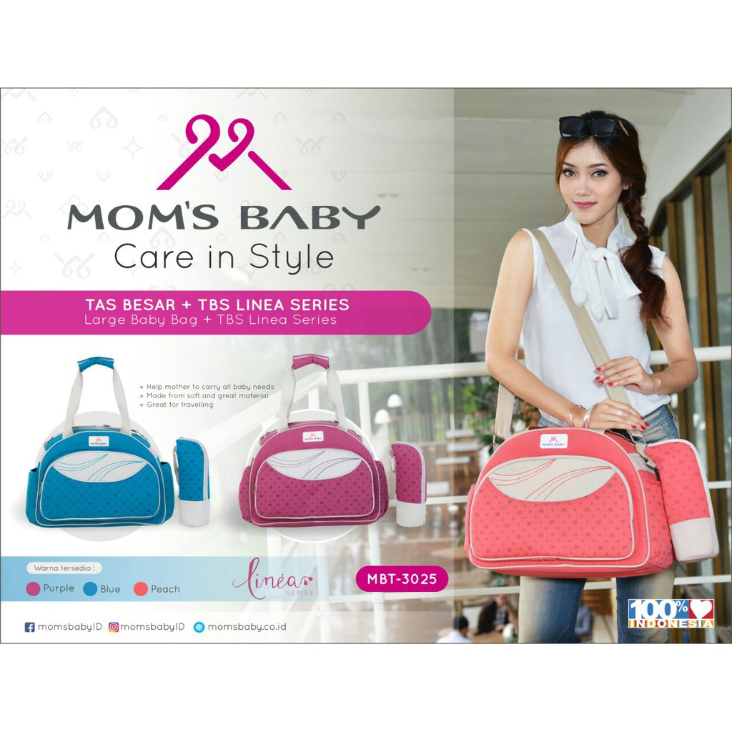 Jual Tas Bayi Besar + Tempat Botol Susu Linea Series Moms Baby MBT3025 ...