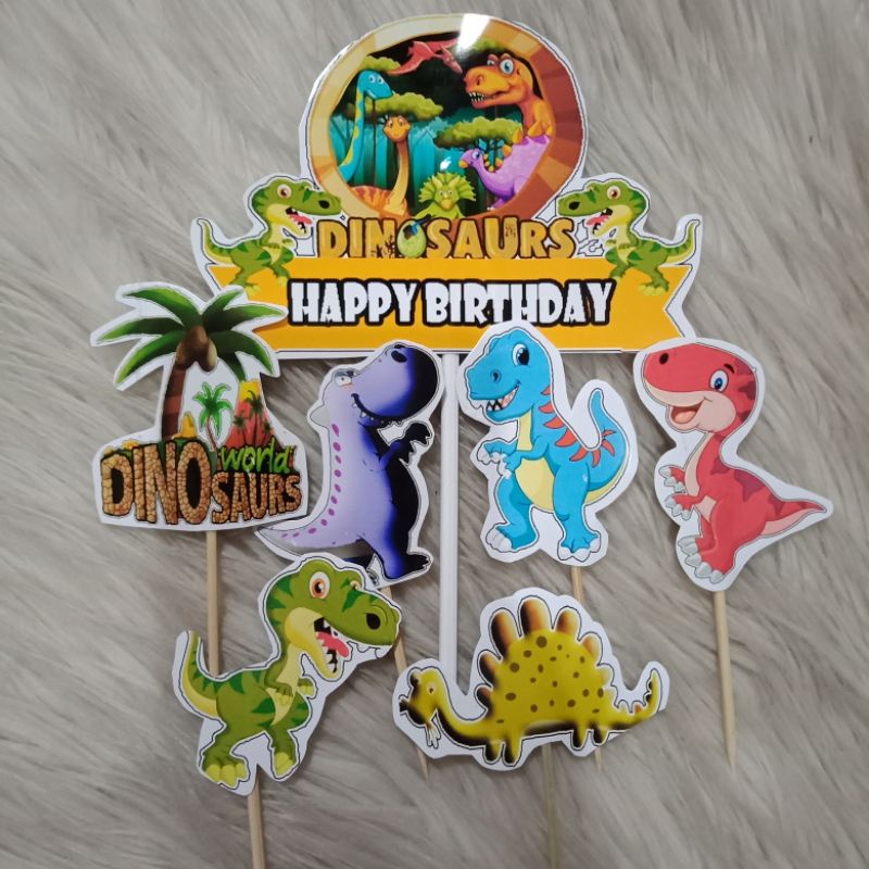 Jual cake topper birthday karakter dinosaurus | Shopee Indonesia