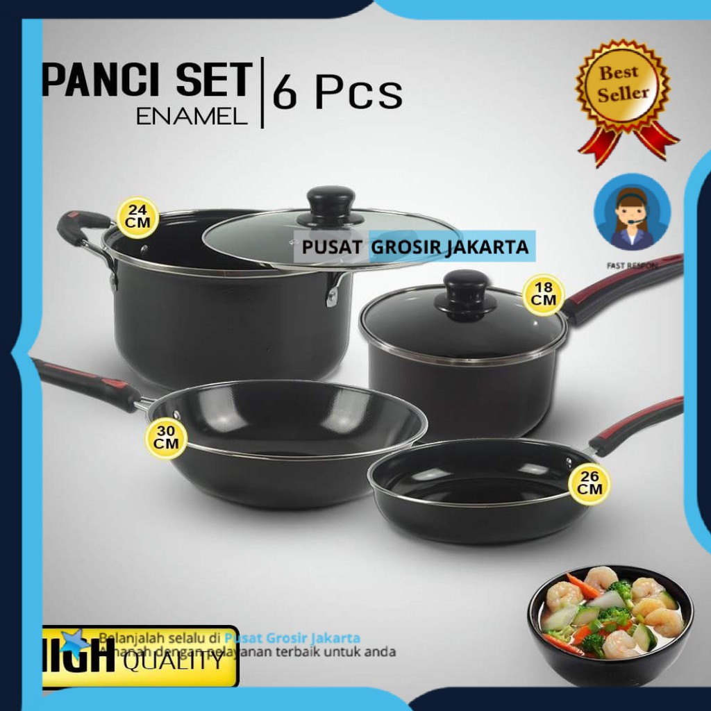 Jual PGJ - Panci Set Enamel 6 Pcs | Shopee Indonesia