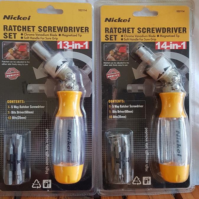 Jual Nickei Obeng Ratchet Set 13 In 1 Chrome Vanadium 180 Derajat ...