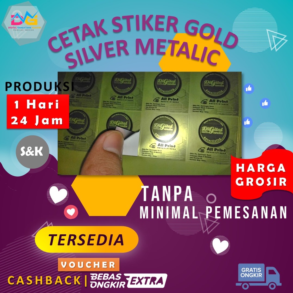 Jual CETAK STIKER GOLD SILVER METALIK A3+ (PRINT TANPA CUT) | Shopee ...