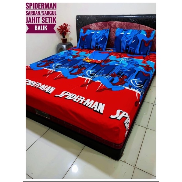 Jual Sprei Karakter motif cowok (tayo, spiderman, cars, batman ...