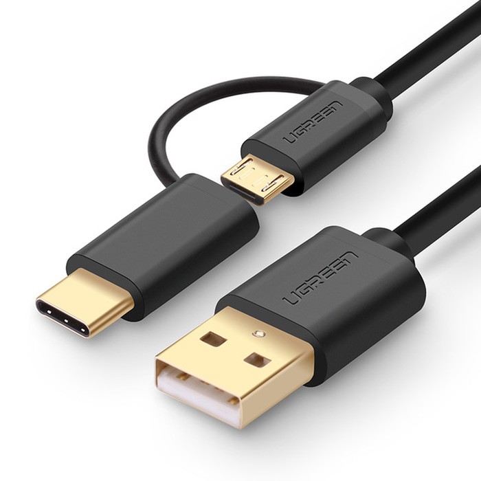 Jual UGreen 2 in 1 Kabel Charger Micro USB USB Type C 2 4A 1 Meter ...