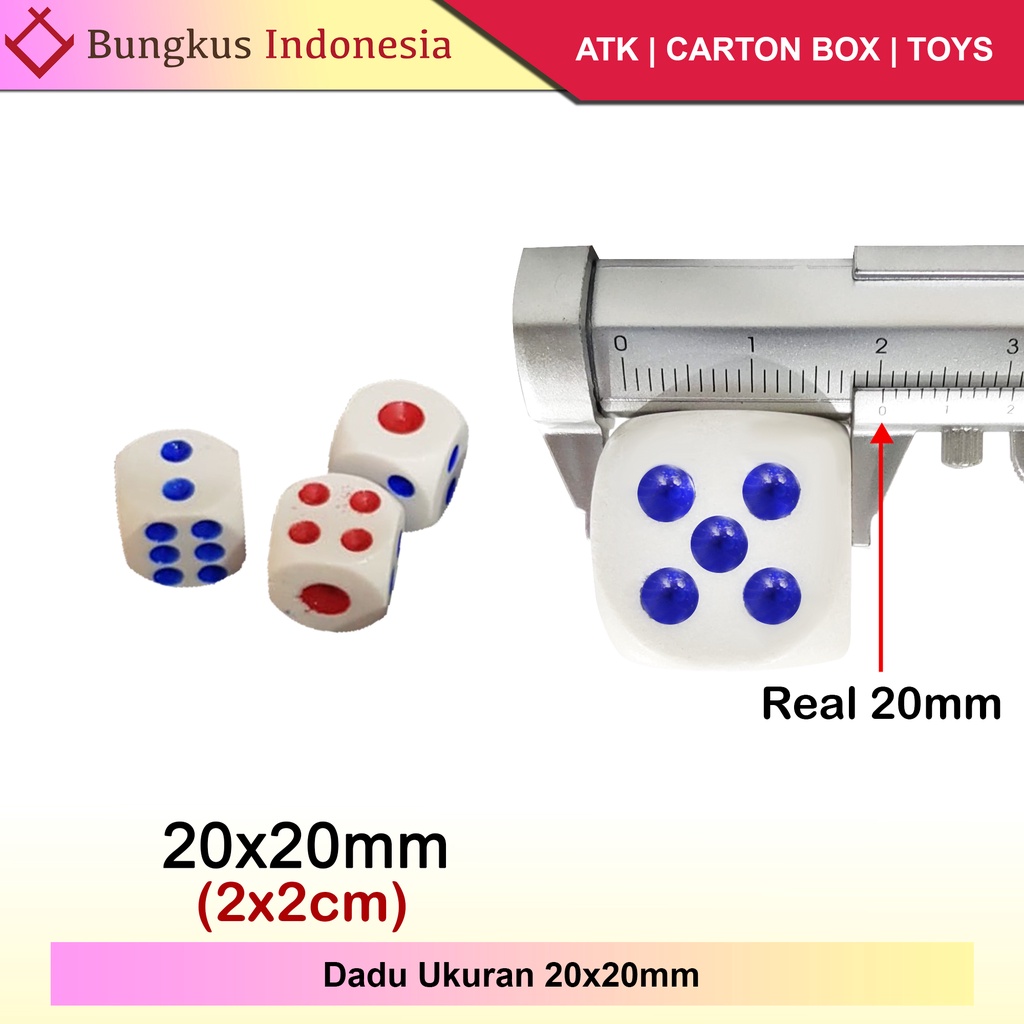 Jual Dadu Ukuran 20x20mm / Dadu Plastik / Dadu Mainan Board Game ...