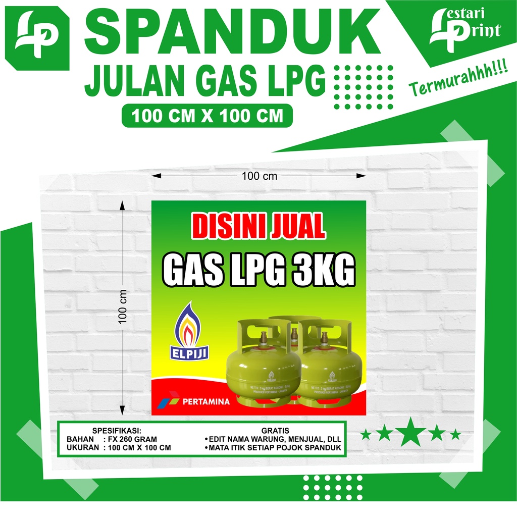 Jual SPANDUK JUALAN GAS ELPIJI / LPG / AGEN GAS / 100 CM X 100 CM ...