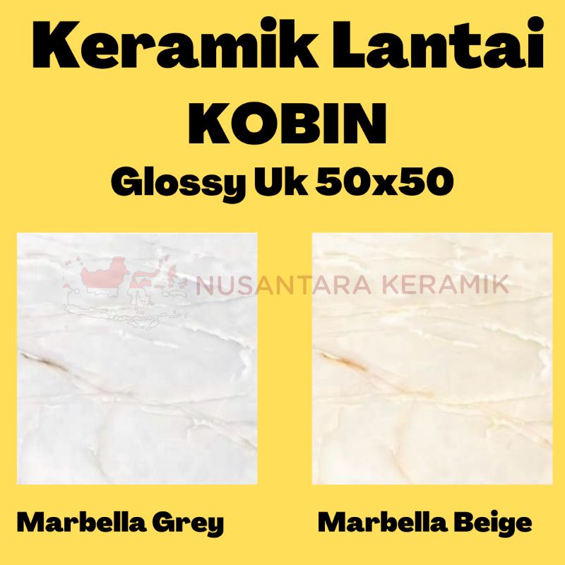 Jual Keramik Lantai Kobin First Grade Glossy Ukuran 50x50 Marbella ...