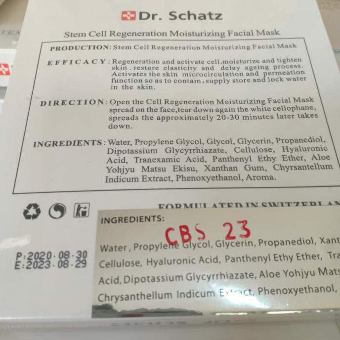Jual Reksamwajah- Dr Schatz Stem Cell Mask 100% Original 1 Box - 5 Sachet -Or. | Shopee Indonesia