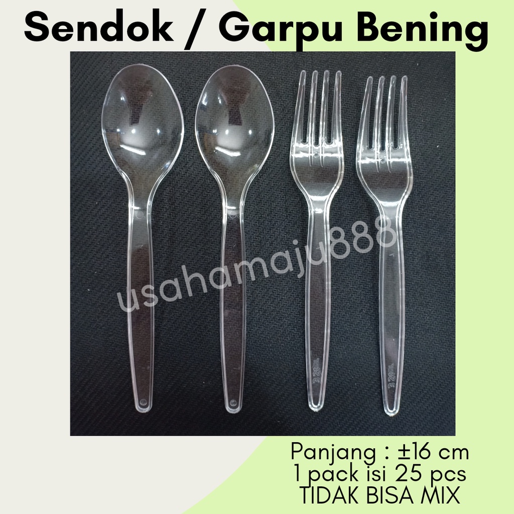Jual 25pcs Sendok Panjang Bening Garpu Makan Bening Plastik Murah ...