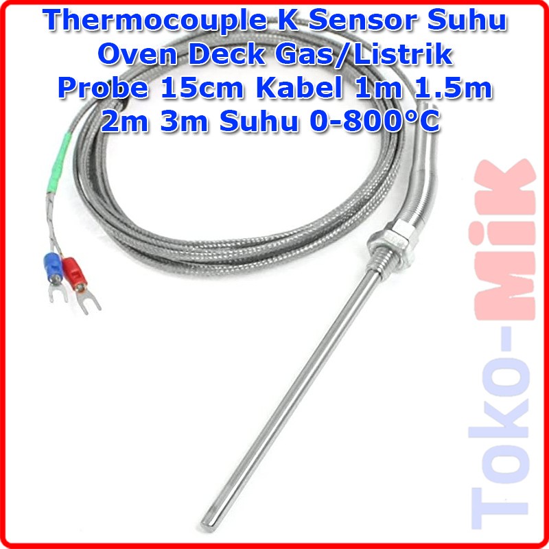 Jual Thermocouple Oven Deck K Sensor Suhu Probe 15cm Kabel 1m 1.5m 2m ...