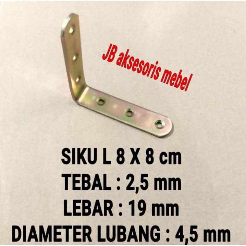 Jual PLAT SIKU L KUNING 8 x 8 cm TEBAL / SIKU RAK L 8x8 cm BESI KUNING ...