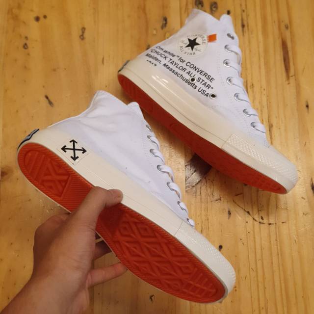 Jual SEPATU CONVERSE 70S X OFF WHITE TRIPLE WHITE GLOSSY SOL ORANGE 38 ...