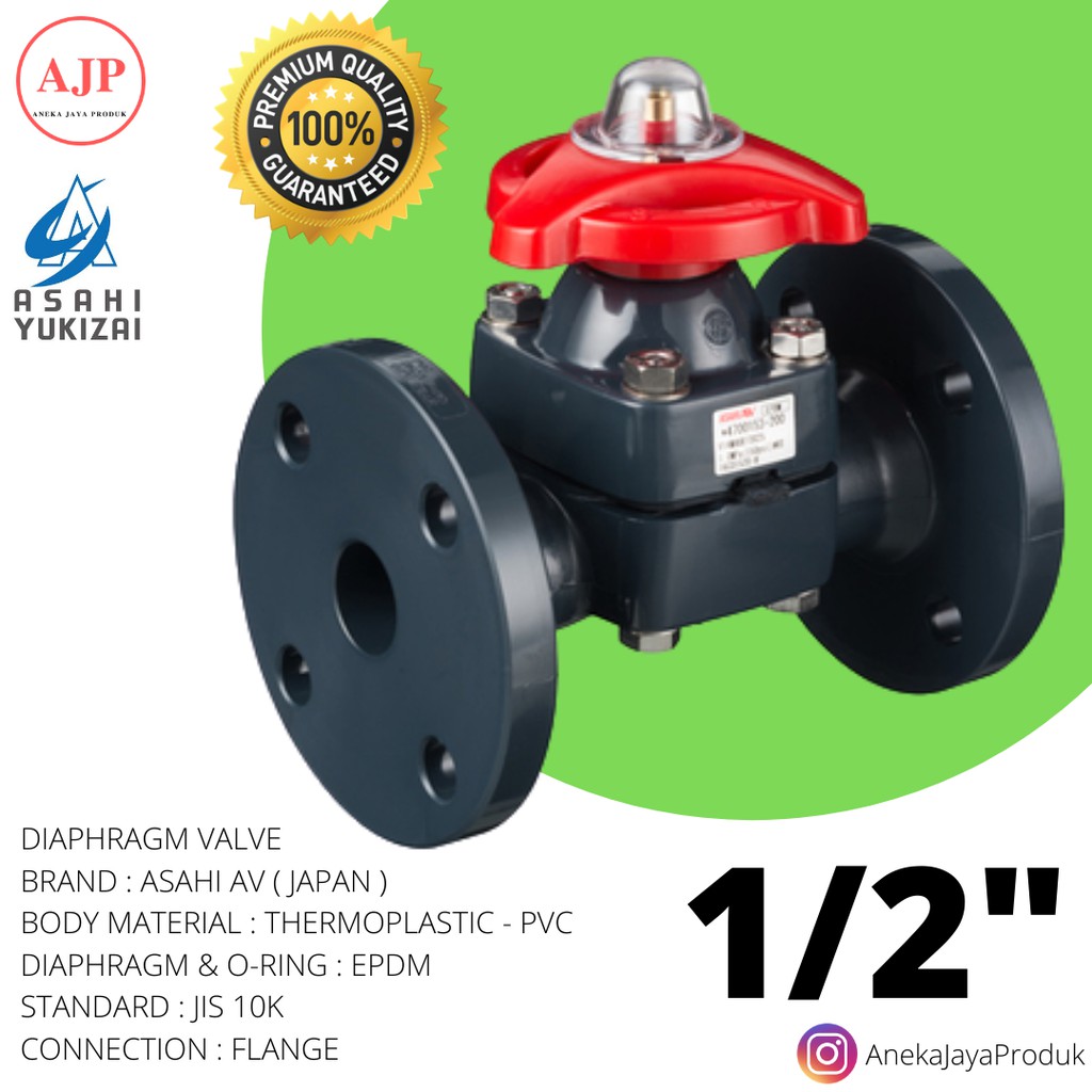 Jual DIAPHRAGM VALVE PVC MERK ASAHI FLANGE JIS 1/2 INCI | Shopee Indonesia