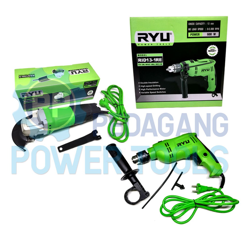 Jual PAKET 2 SET TEKIRO RYU MESIN BOR BETON 13 MM & RYU MESIN GERINDA ...