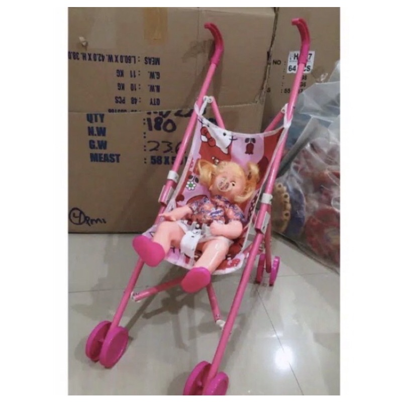 Jual Mainan Dorongan Stoler Anak + Boneka Bisa Nanggis ( Uk Stoller ...