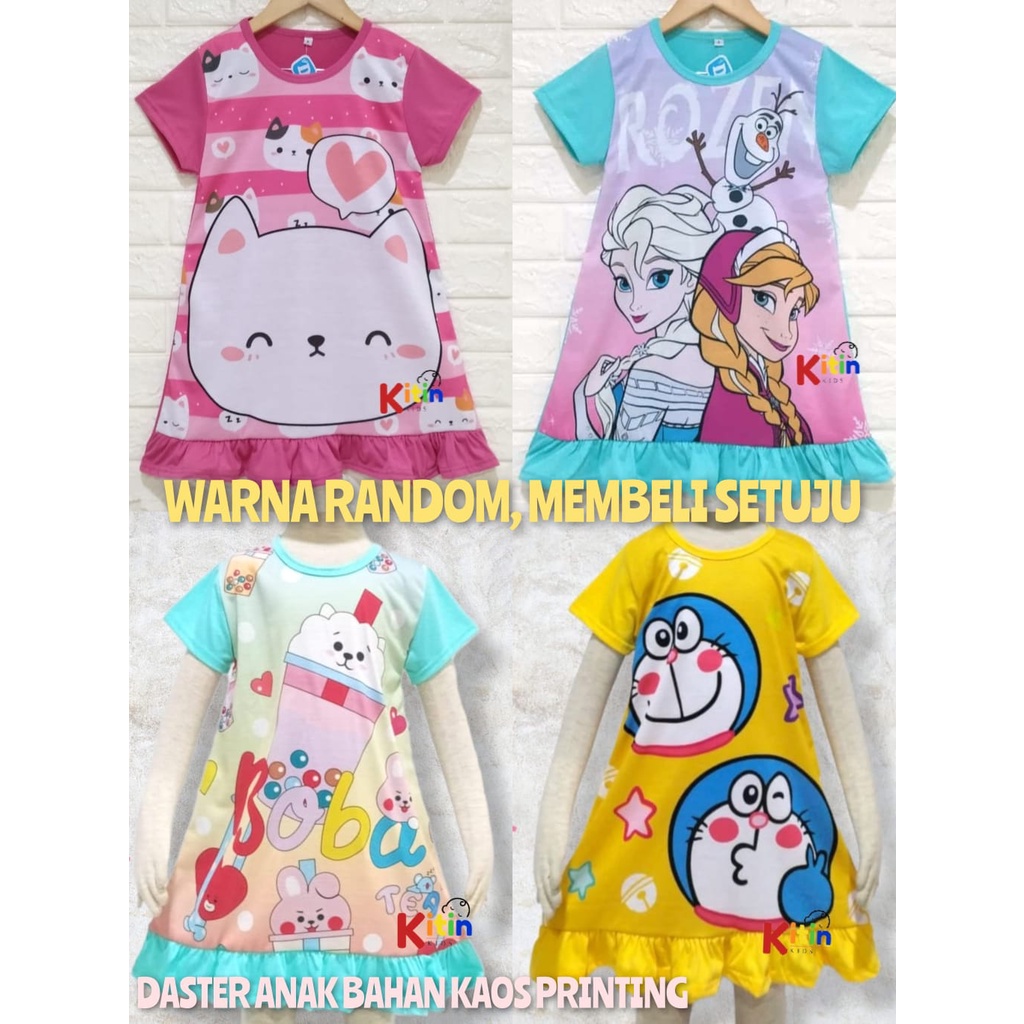 Jual DN - DASTER TERUSAN DRESS ANAK PRINTING DEPAN BELAKANG MOTIF CAT ...