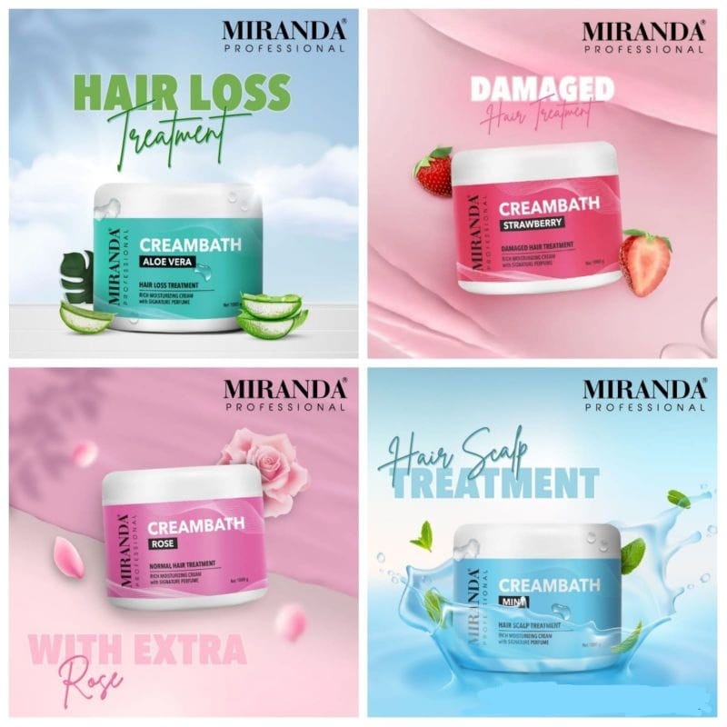 Jual Miranda Professional Creambath 1000gram (1 KG) / Aloevera Hair ...