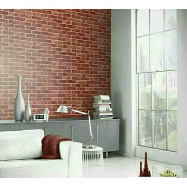 Jual tisyaShopz - Wallpaper Sticker batu bata merah uk: 45 cm x 9 meter ...